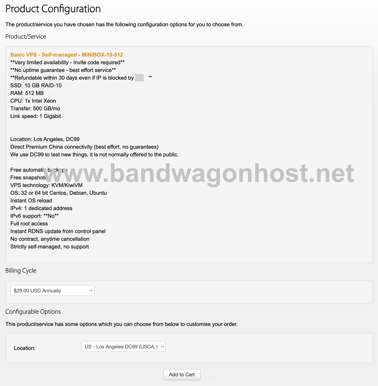 搬瓦工最新限量版套餐 MINIBOX-10-512 测评：美国洛杉矶 DC99 机房，$29/年，需要邀请码购买 ...